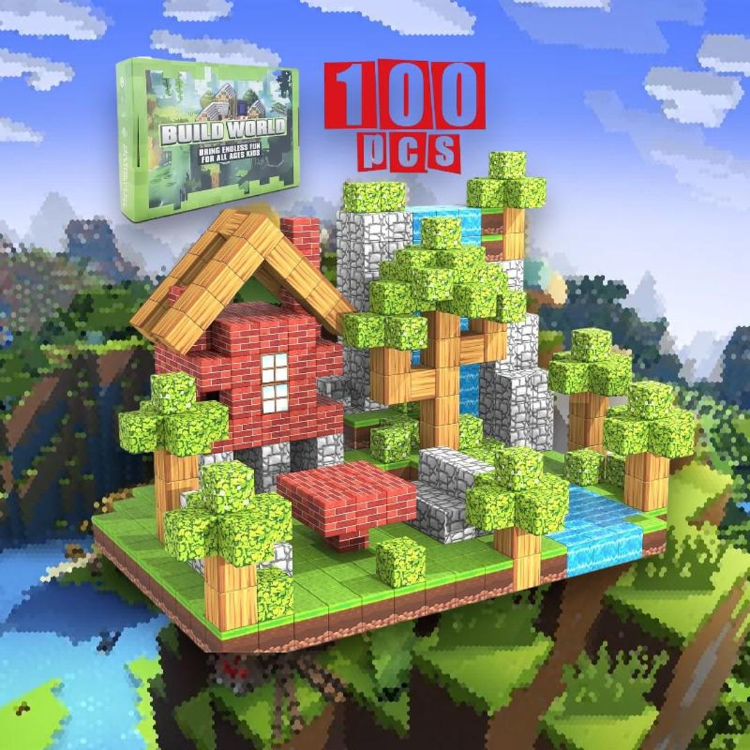 Minccraft Inspired Building Blocks Gift Ready Kit Builder – 100pc ...