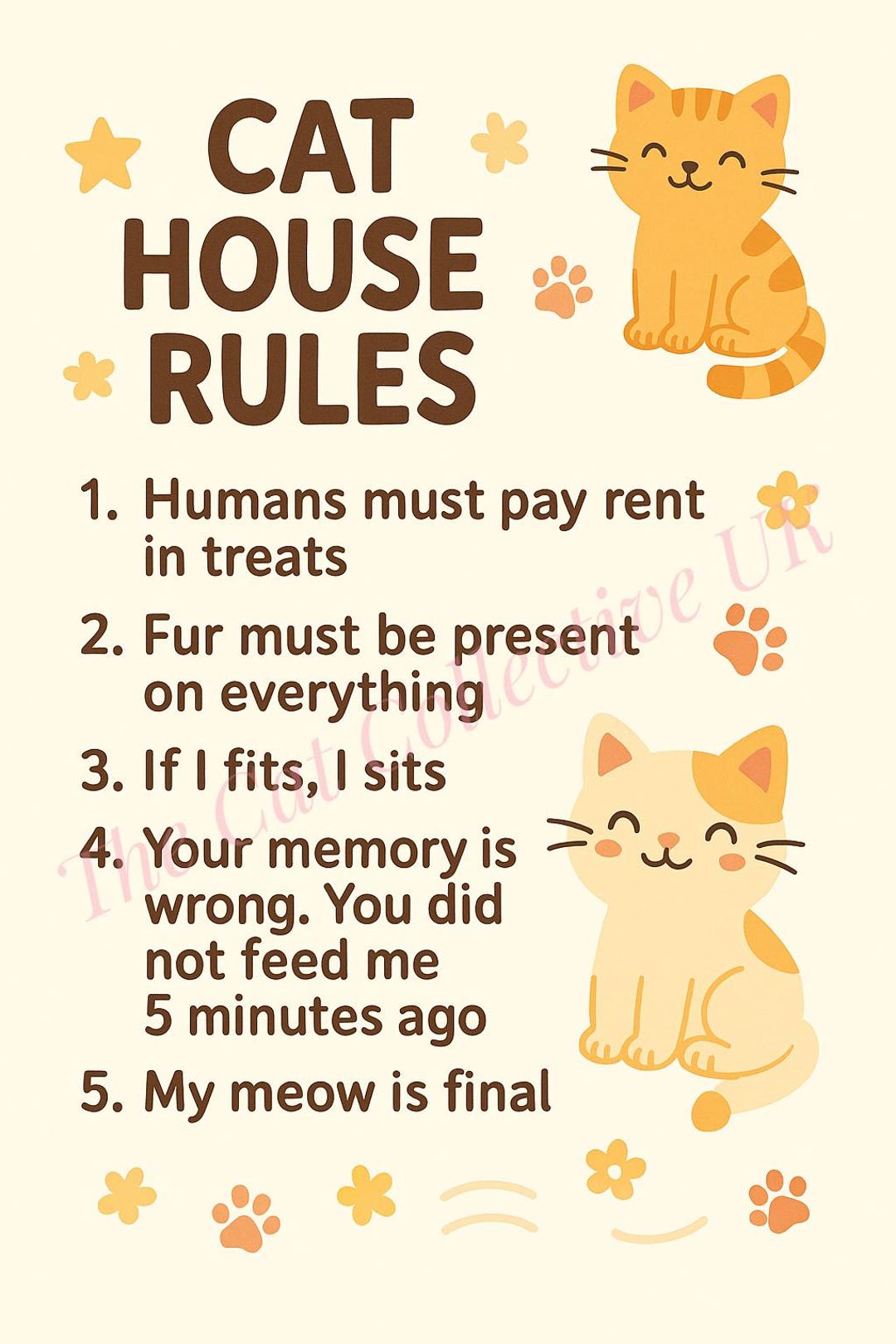 Cat House Rules Poster | Kawaii Cat Wall Art (A4 PDF) | Printable - Etsy UK