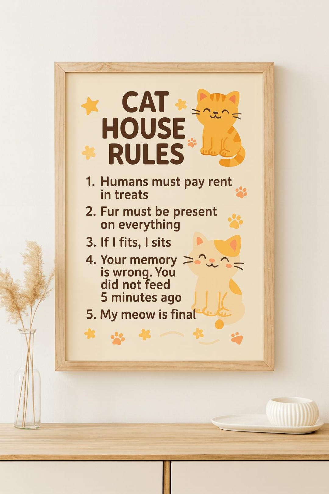 Cat House Rules Poster | Kawaii Cat Wall Art (A4 PDF) | Printable - Etsy