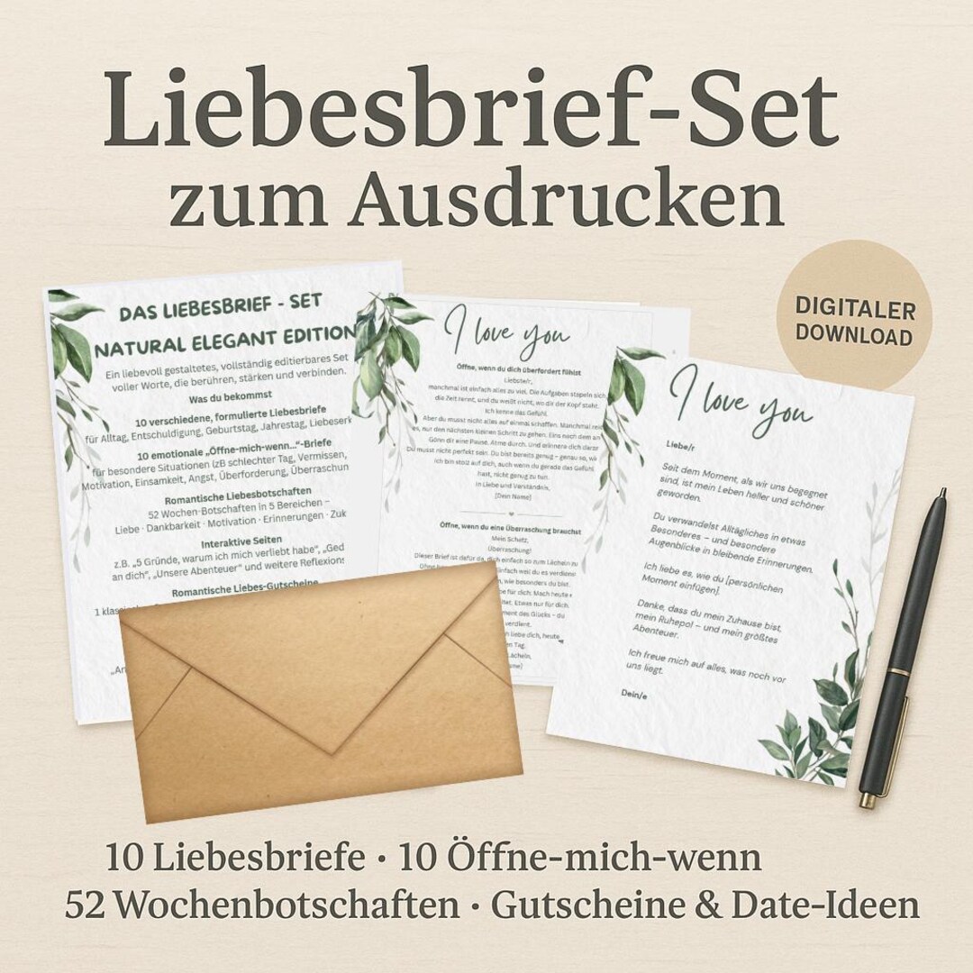Printable Love Letter Set | Love Letters, Open-me-when Letters ...