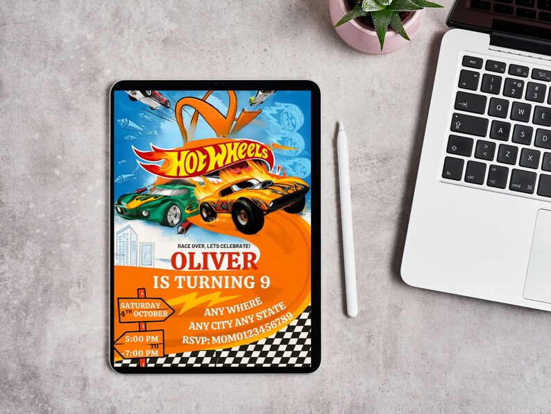 Hot Wheels Birthday Invitation | Editable Car Racing Party Invite ...