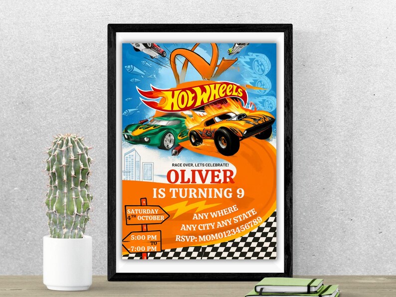 Hot Wheels Birthday Invitation | Editable Car Racing Party Invite ...