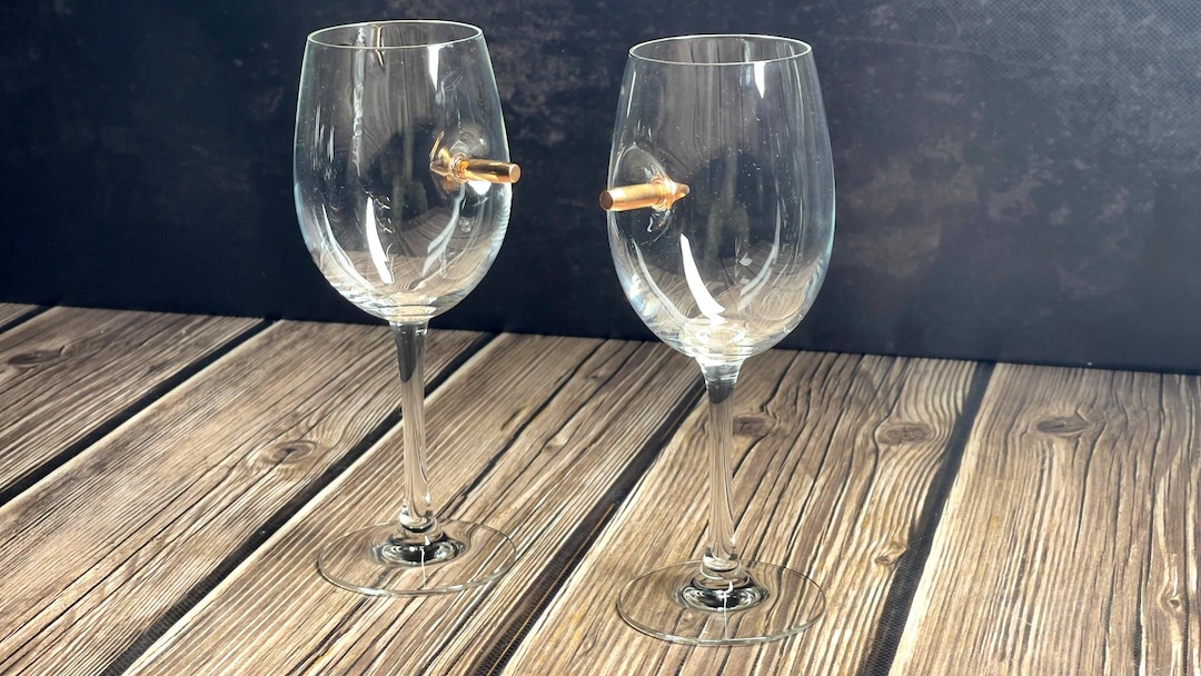 Bullet Wine Glass Set – Embedded Real Bullet, Veteran Gift - Etsy