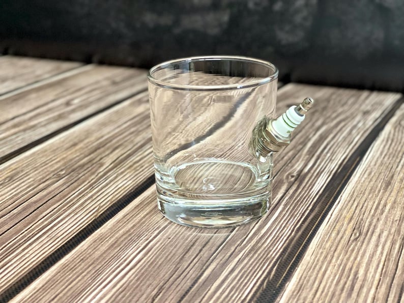 Handmade Whiskey Glass With Real Spark Plug – Rocks Glass for Gearheads ...