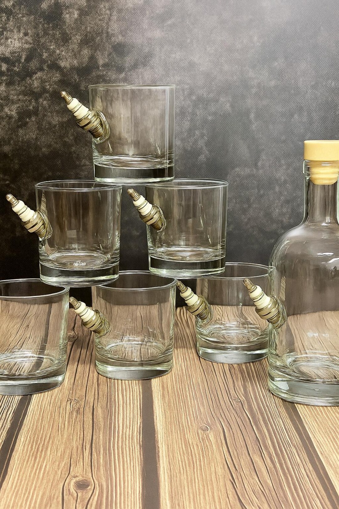 Spark Plug Whiskey Decanter Set: Car Lover Barware, 7-piece - Etsy