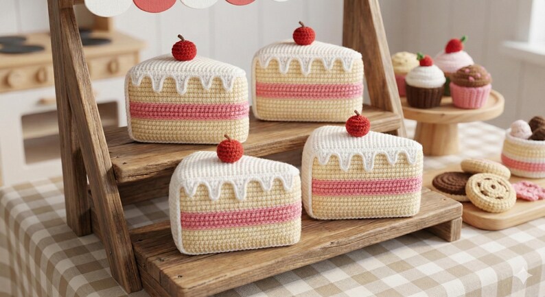 Crochet Strawberry Cake Slice Pattern | Amigurumi Play Food (PDF ...