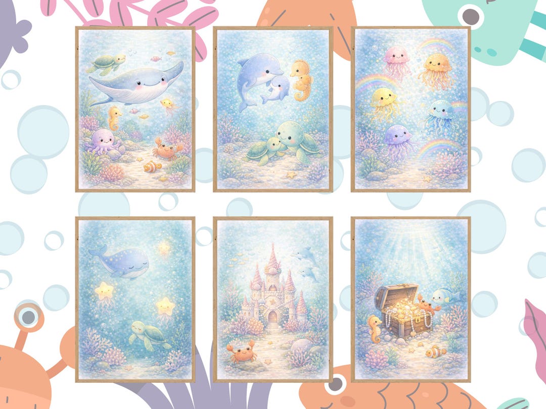 Underwater Nursery Wall Art | Ocean Animals Poster Set | 6 Printable ...