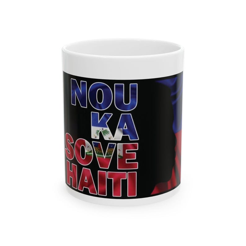 Nou Ka Sove Haiti Mug | Haitian Flag Typography, Ceramic Coffee Cup - Etsy