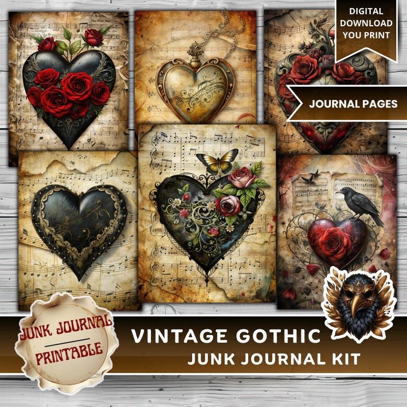 Gothic Junk Journal Kit, Gothic Journal Pages, Junk Journal Supplies ...