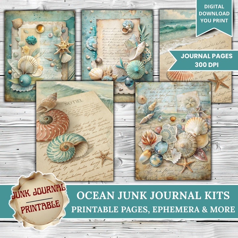Ocean Junk Journal, Junk Journal Supplies, Junk Journal Kits, Summer ...