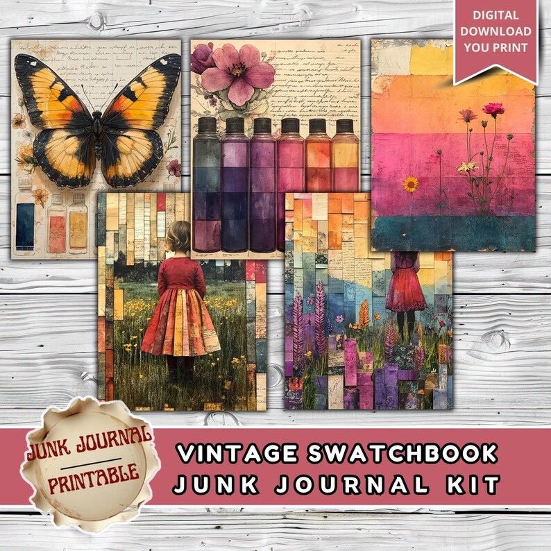 Swatchbook Junk Journal Kit, Printable Pages, Swatch Ephemera ...