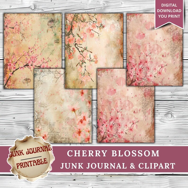 Cherry Blossom Junk Journal Kit – 165 Pages Printable Shabby Chic ...