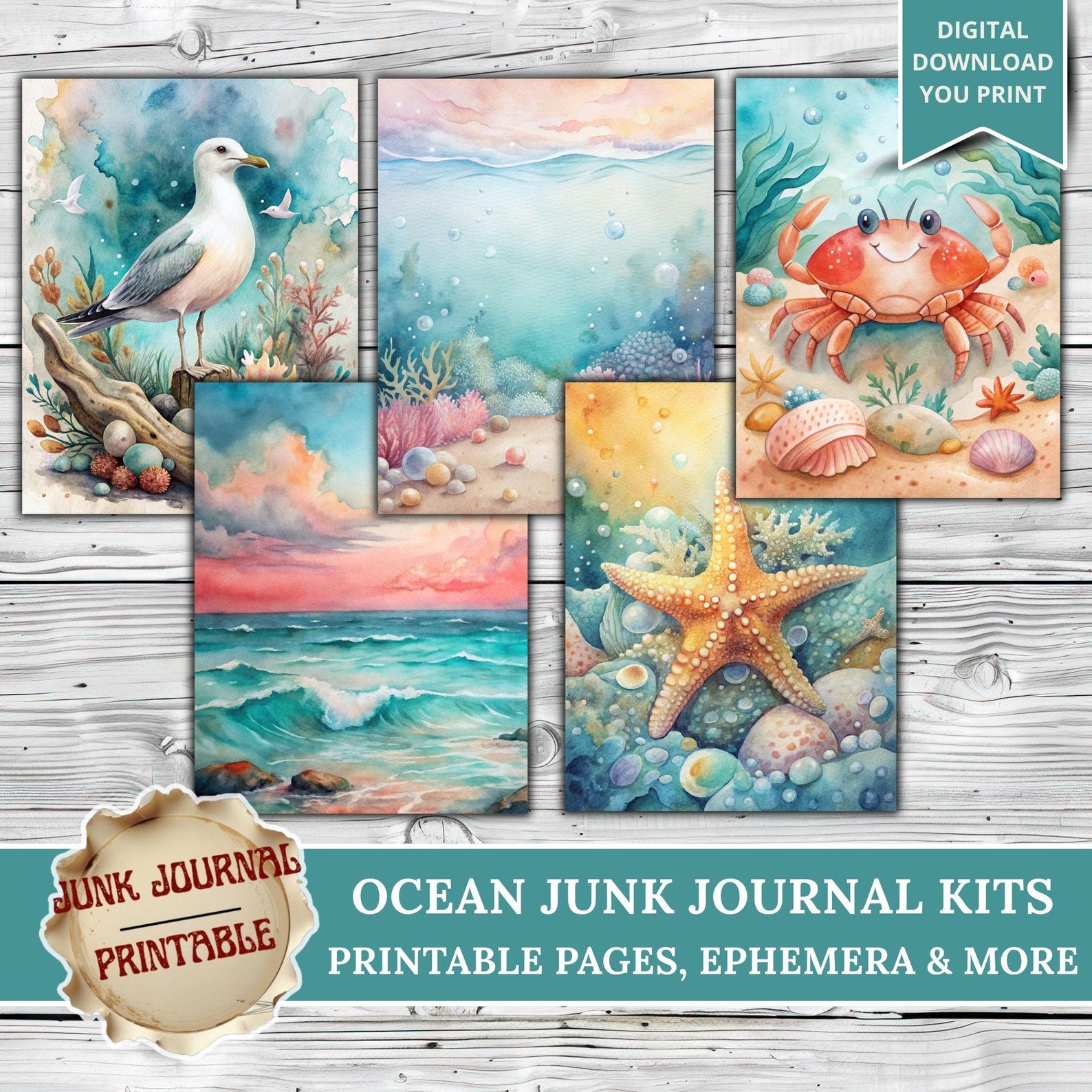 Ocean Junk Journal, Junk Journal Supplies, Junk Journal Kits, Summer ...