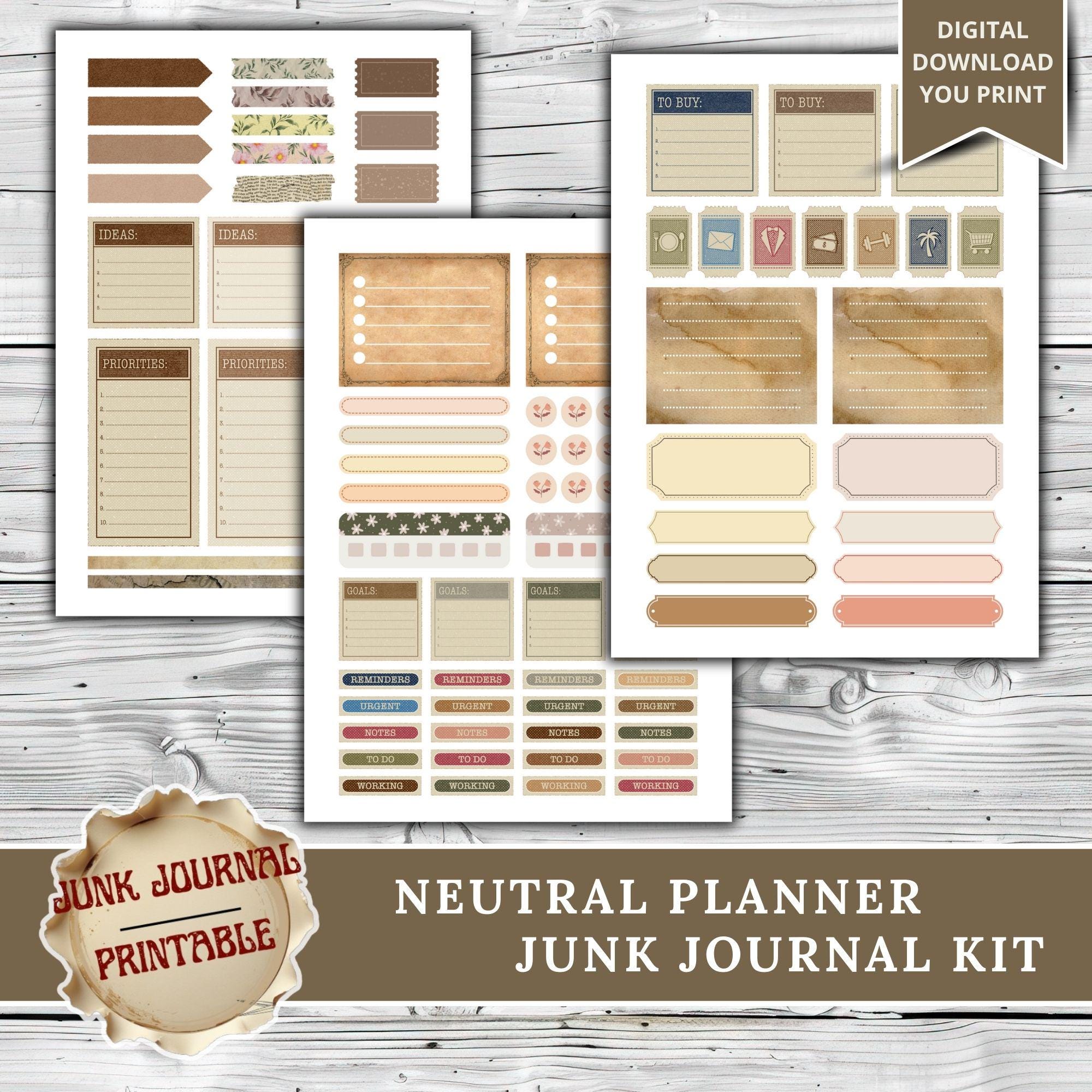 Planner Junk Journal Kit, Junk Journal Supplies, Junk Journal Kits ...