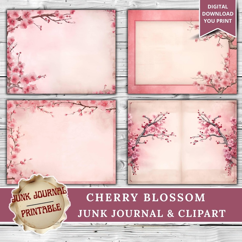 Cherry Blossom Junk Journal Kit – 165 Pages Printable Shabby Chic ...