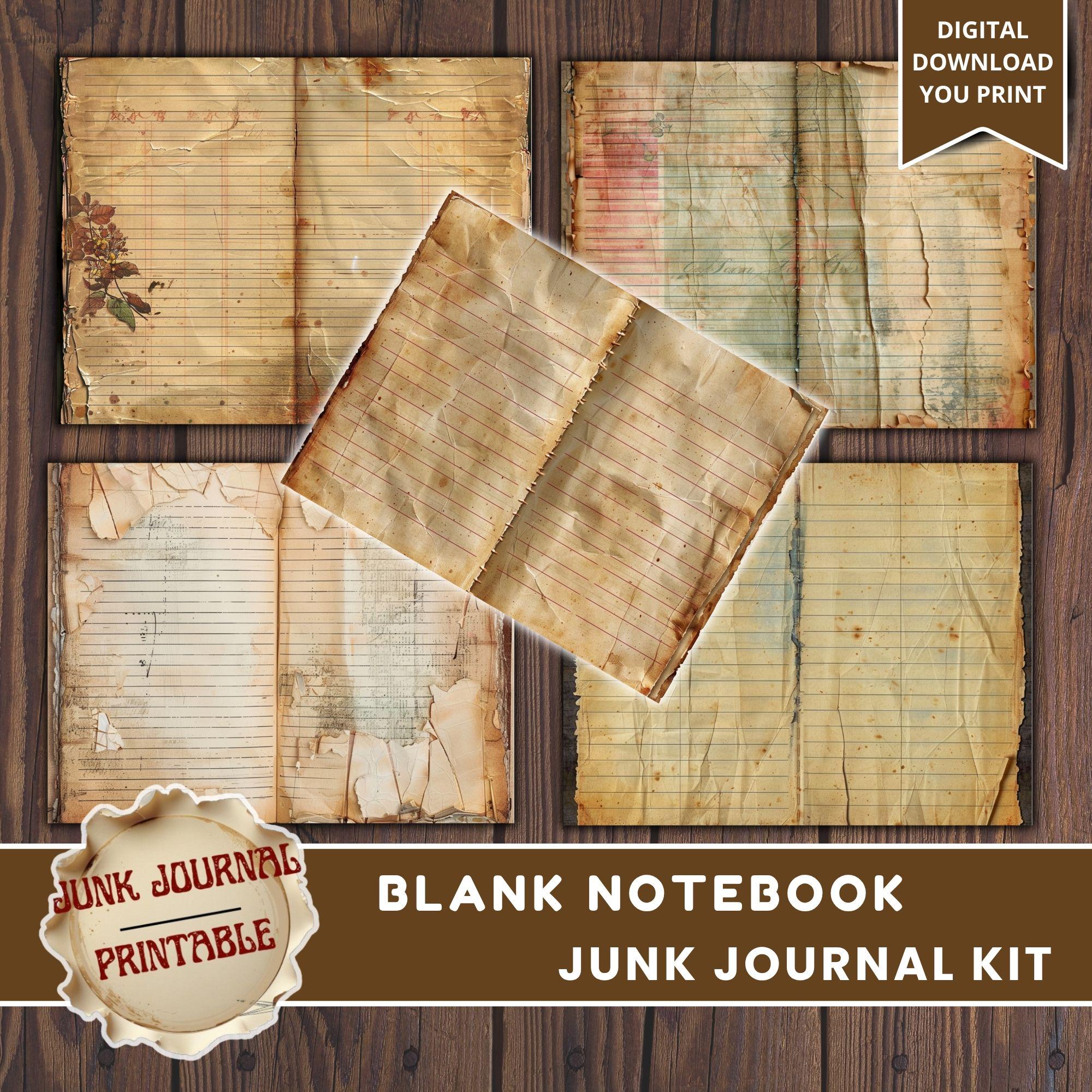 Blank Notebook Junk Journal Paper, Junk Journal Supplies, Lined Grid ...