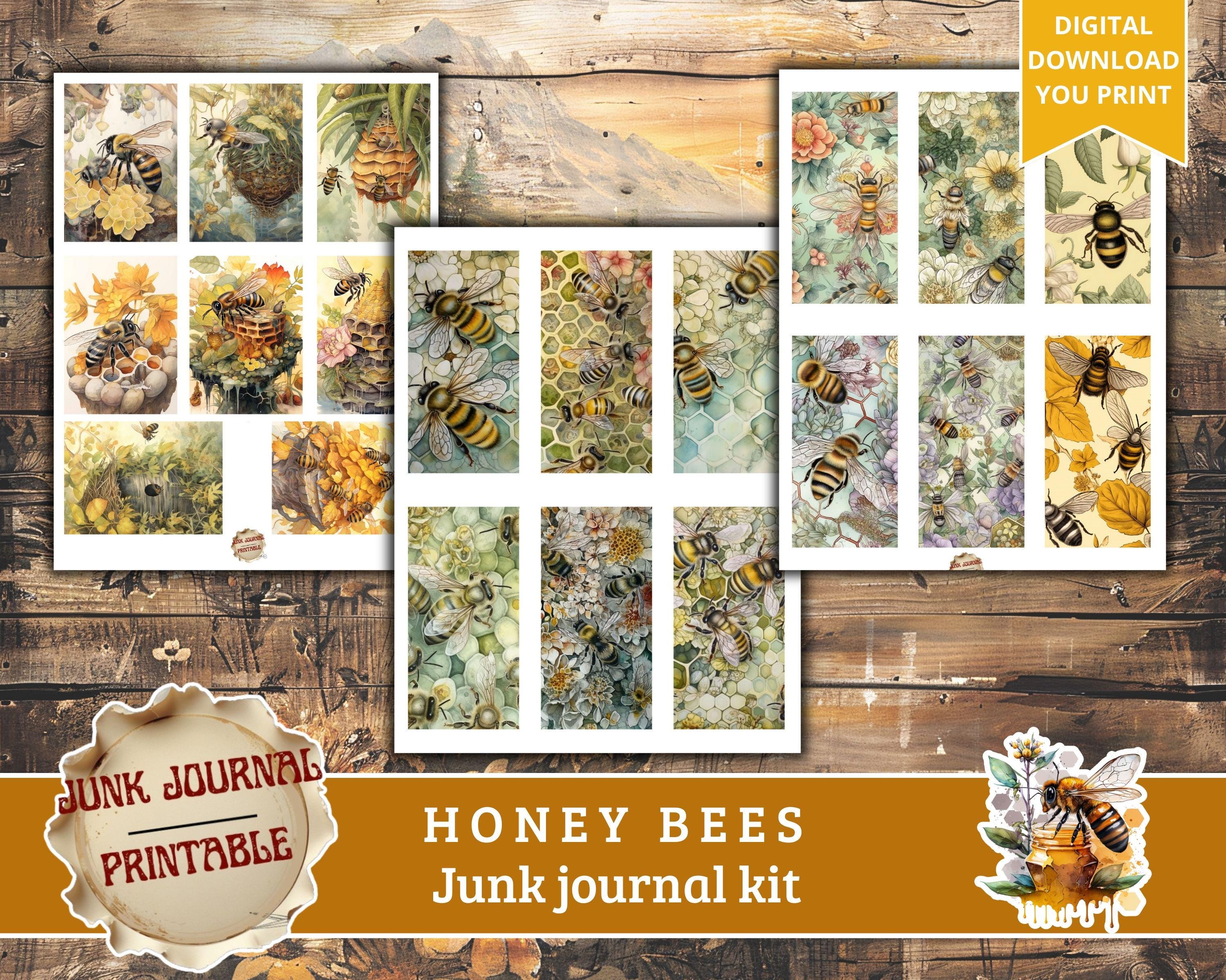 Honey Bees Junk Journal Printable, Junk Journal Supplies, Junk Journal ...