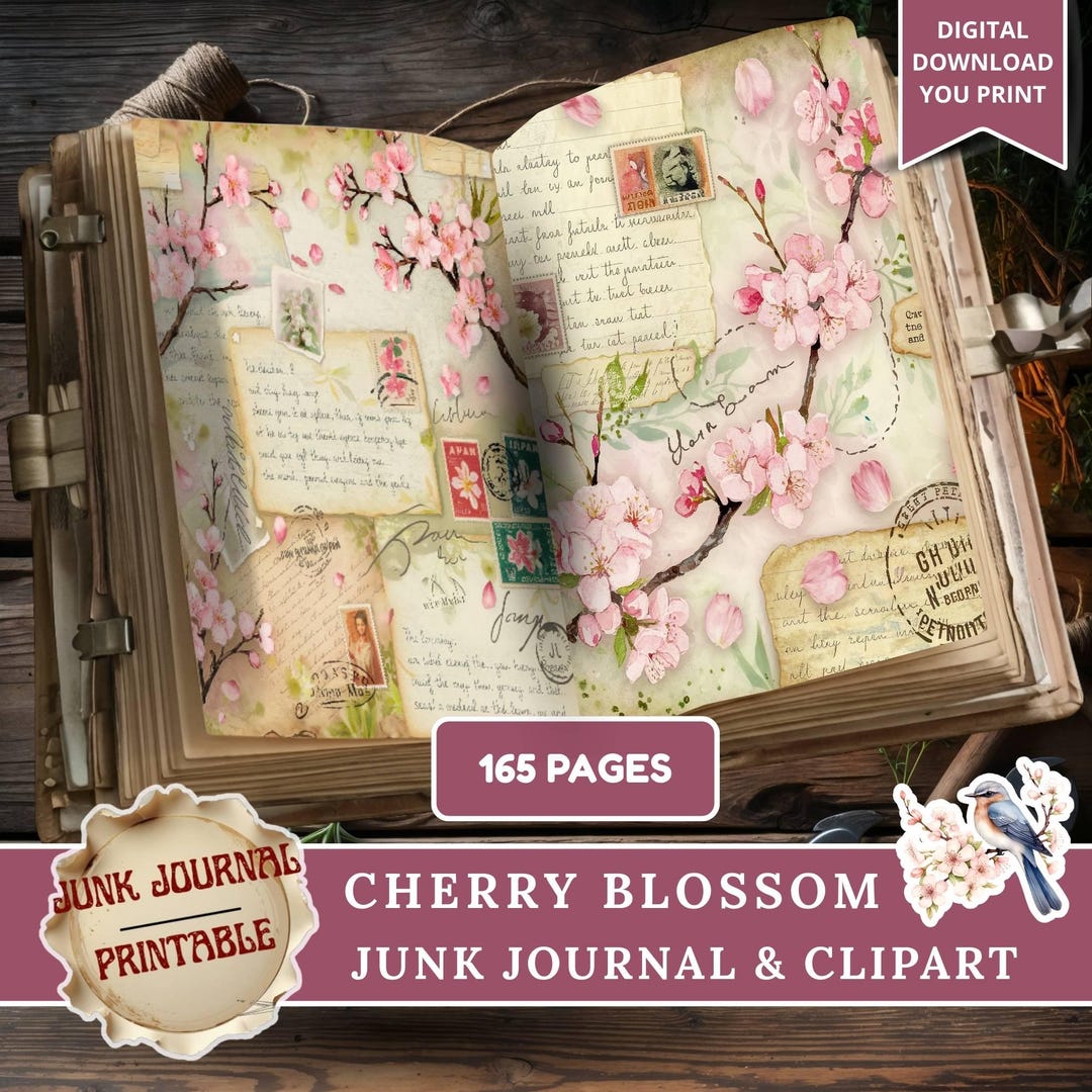 Cherry Blossom Junk Journal Kit – 165 Pages Printable Shabby Chic ...