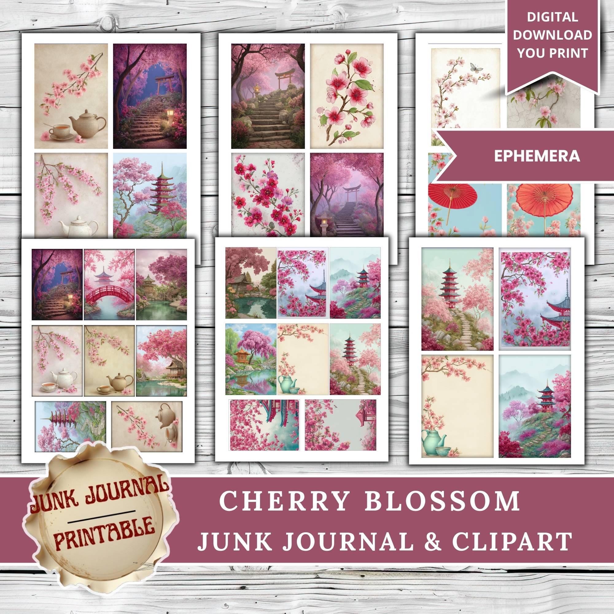 Cherry Blossom Junk Journal Kit – 165 Pages Printable Shabby Chic ...