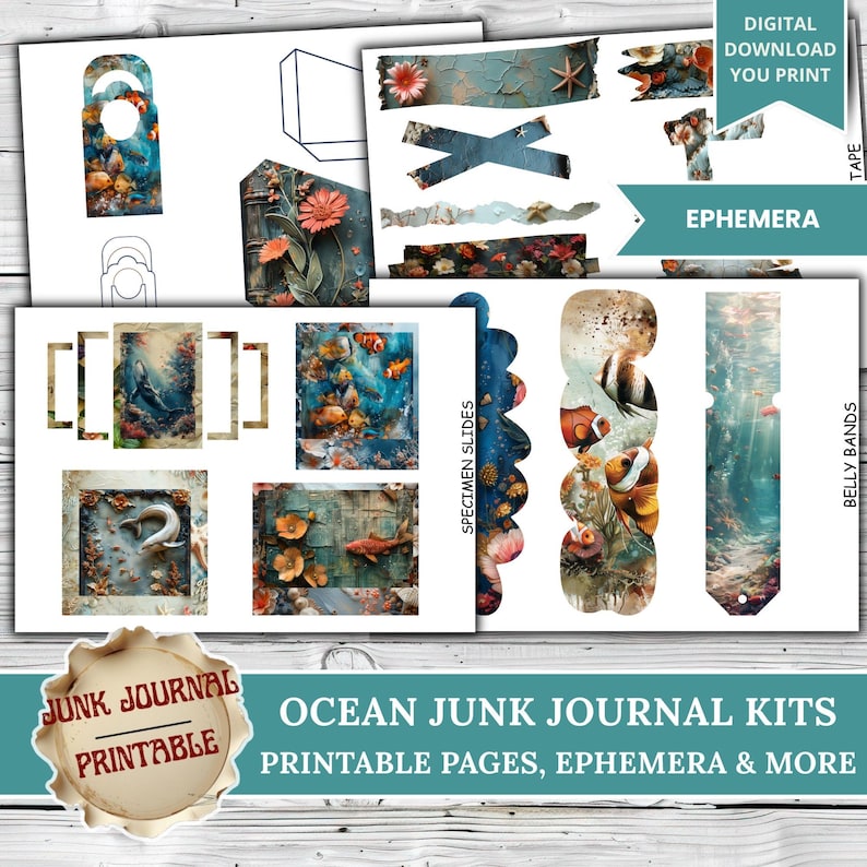 Ocean Junk Journal, Junk Journal Supplies, Junk Journal Kits, Summer ...
