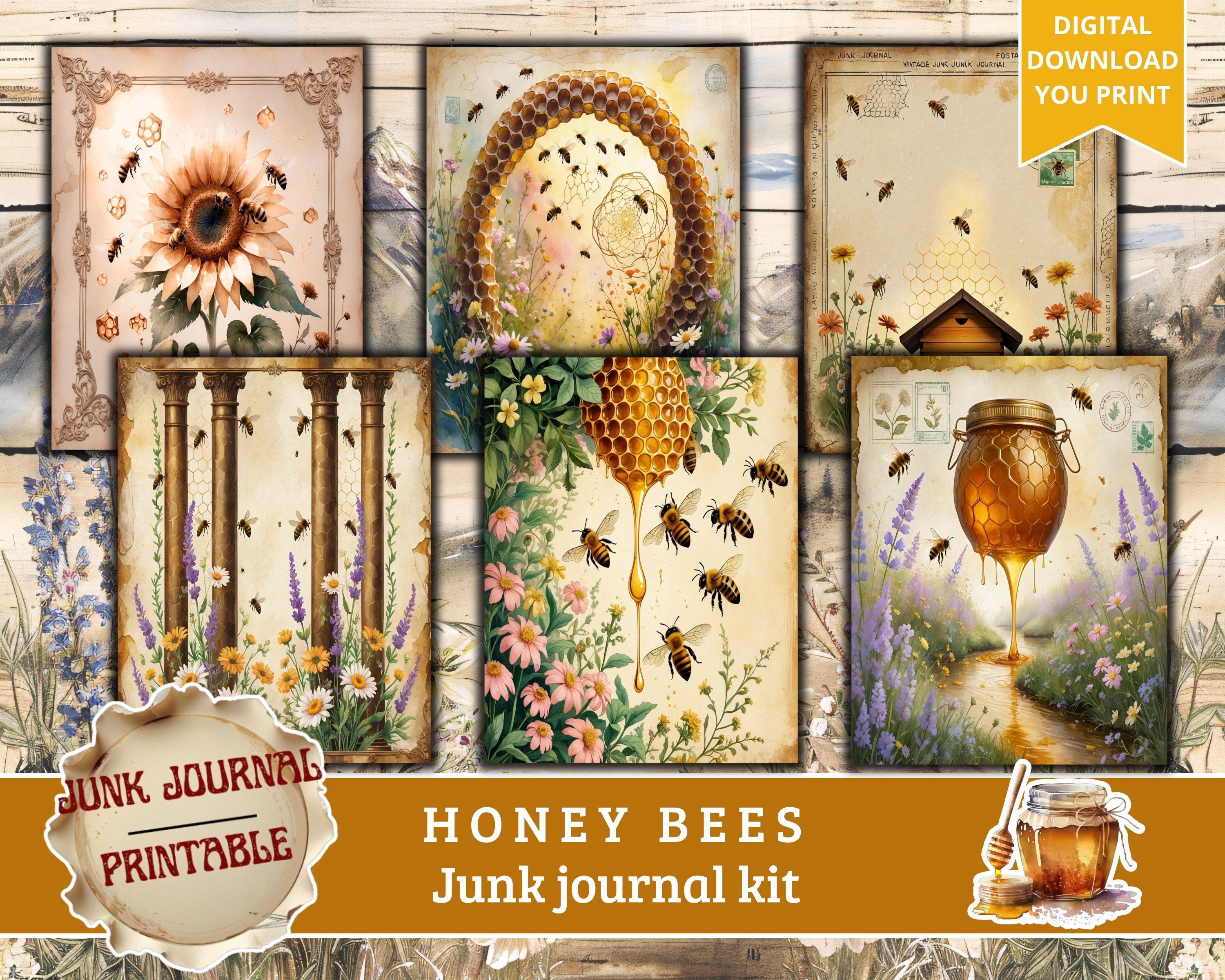Honey Bees Junk Journal Printable, Junk Journal Supplies, Junk Journal ...