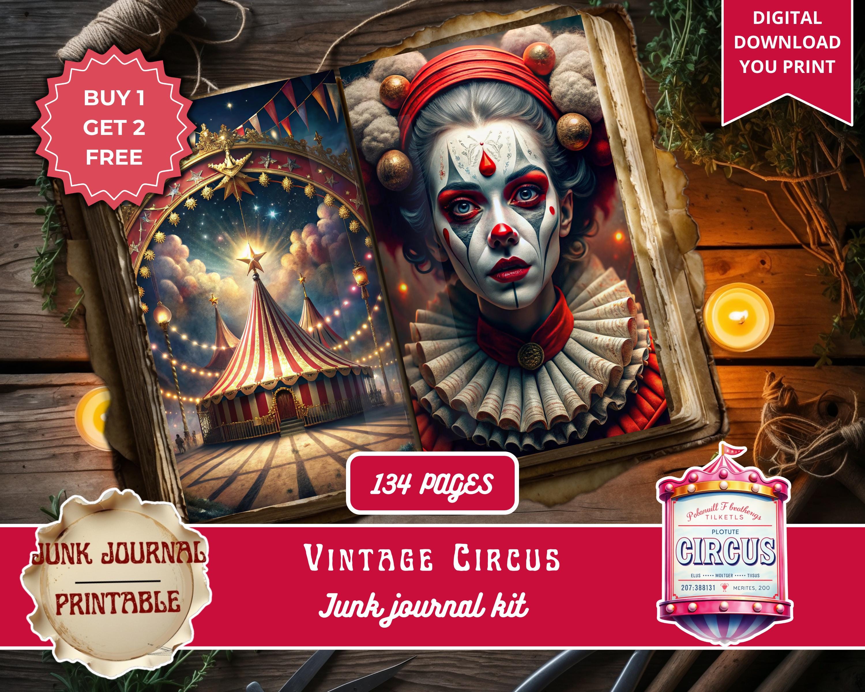 Vintage Circus Junk Journal Kit, Carnival Journal Pages, Junk Journal ...