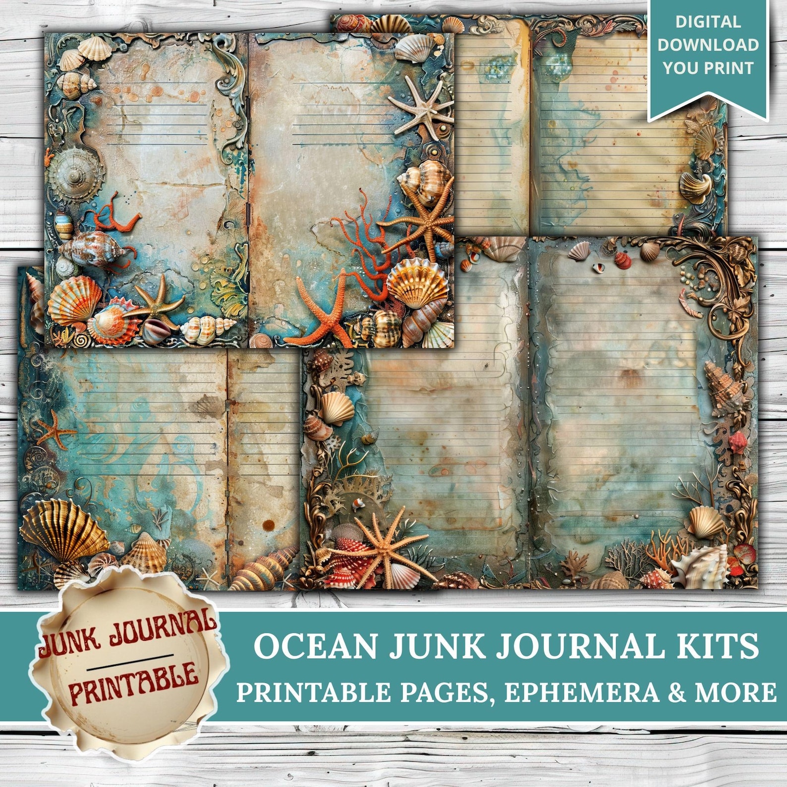 Ocean Junk Journal, Junk Journal Supplies, Junk Journal Kits, Summer ...