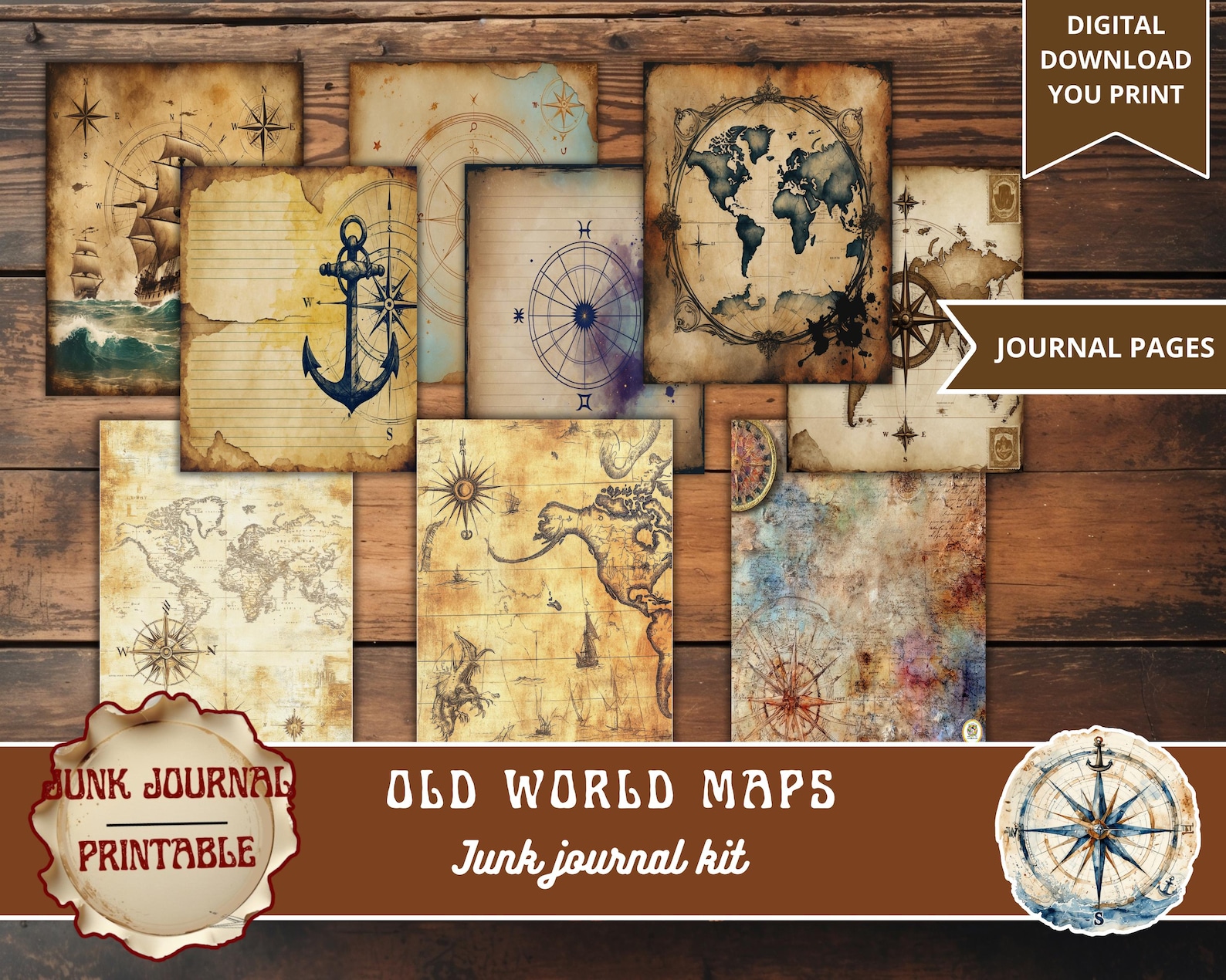 Vintage Map Junk Journal Kit, Explorer Ephemera (digital Download) - Etsy