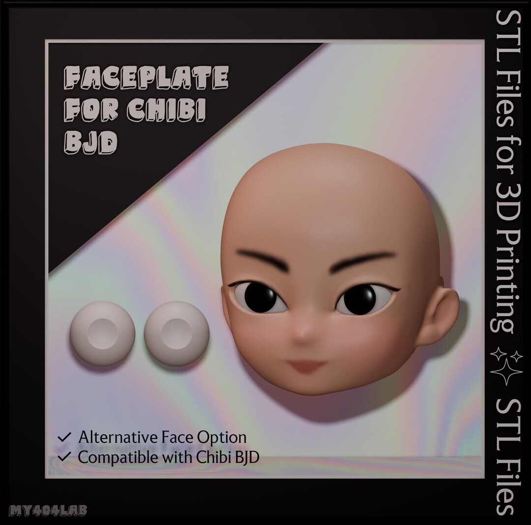 Faceplate for Chibi Ball-jointed Doll (BJD) STL Files for 3D Printing ...