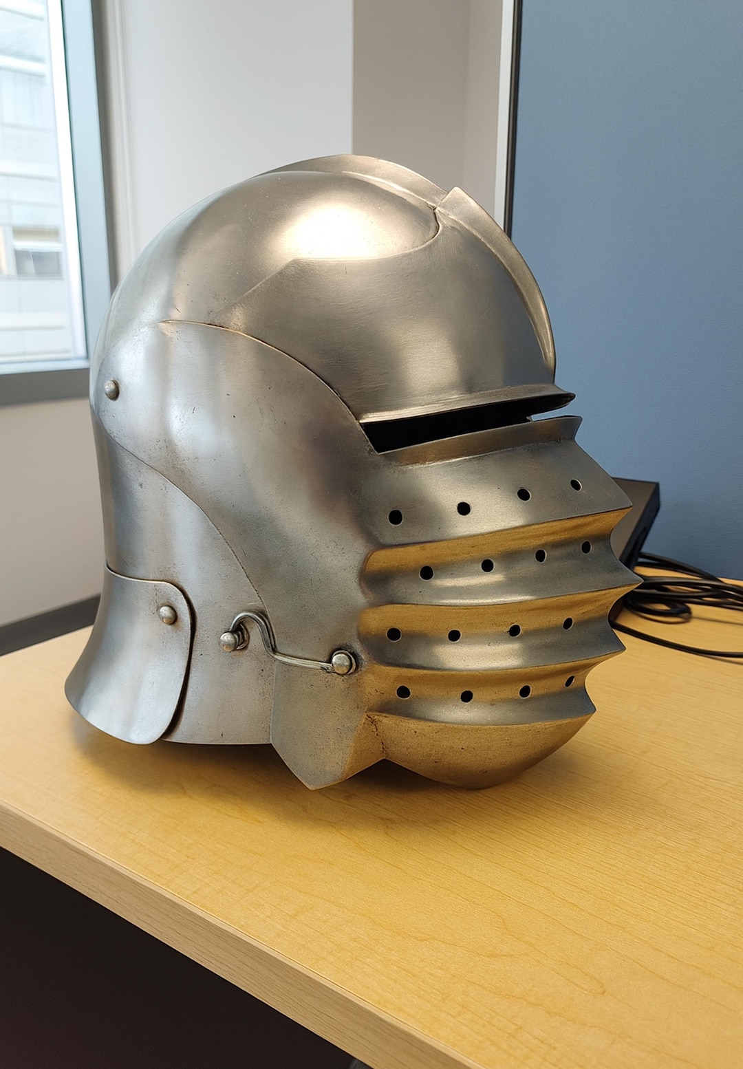 Knight Bellows Face Visored Sallet Helmet, Late Medieval 18 Gauge Steel ...