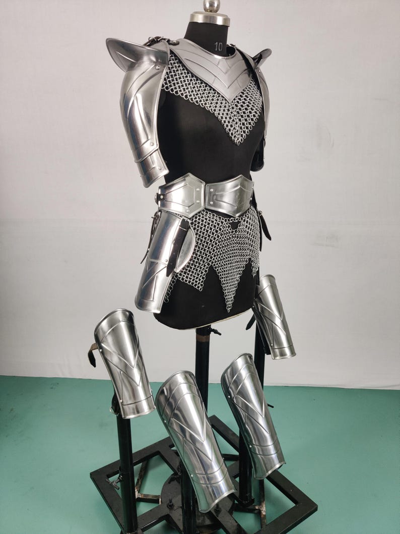 Brave Lady Medieval Armor Set, Steel Chainmail Costume, LARP SCA ...