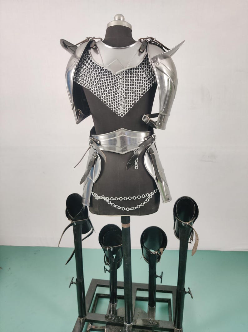 Brave Lady Medieval Armor Set, Steel Chainmail Costume, LARP SCA ...
