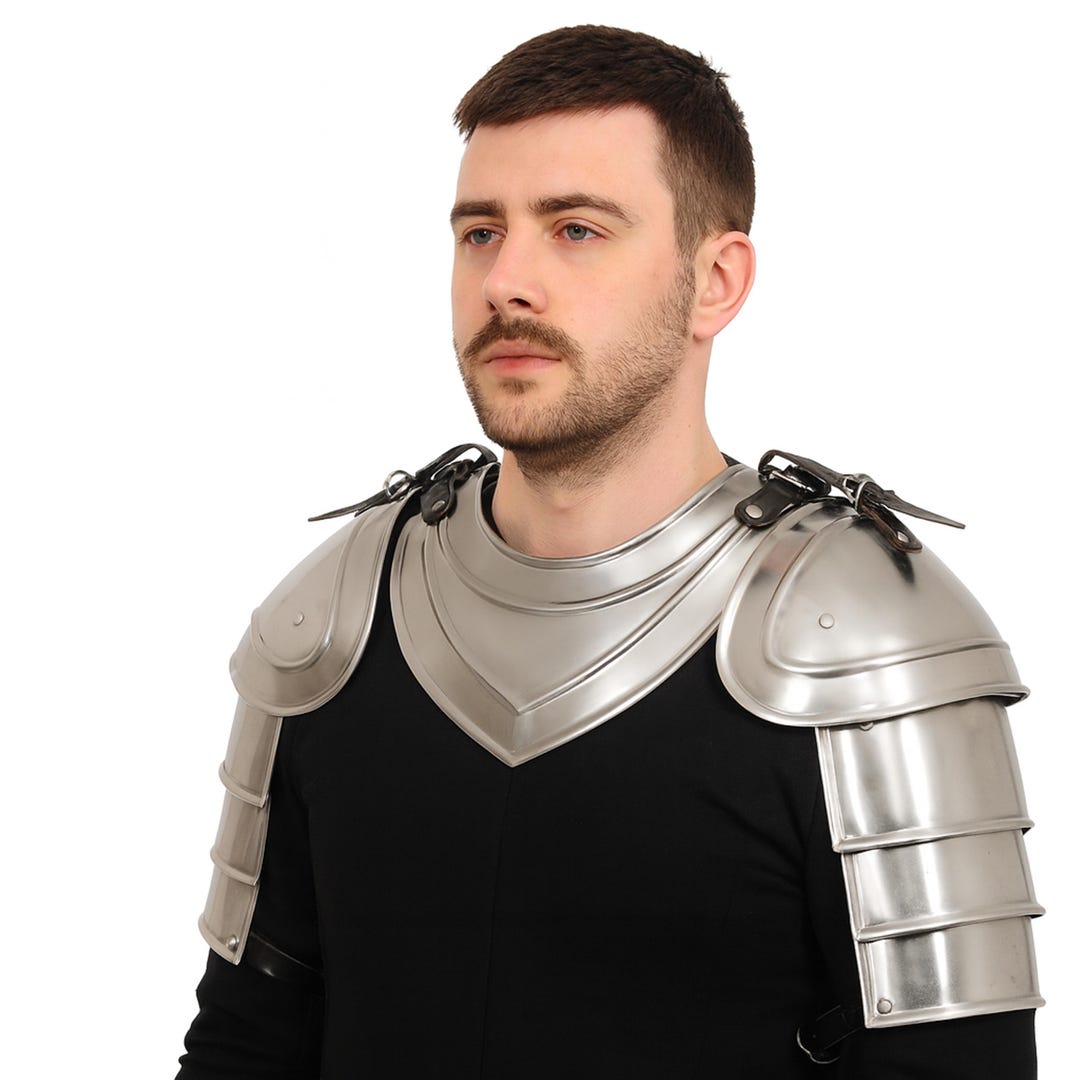 Men's Knight Iron Gorget & Spaulders, Gorget Pauldrons Medieval Armor ...
