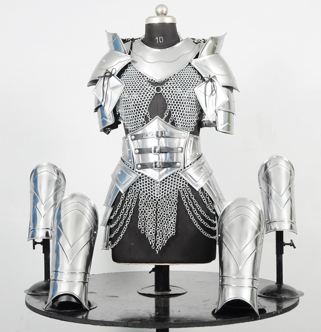 Lady Knight Steel Cuirass Armor Set – Women’s Medieval Pauldrons ...