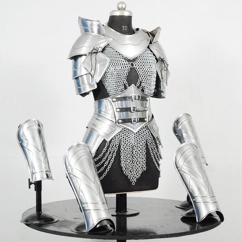 Lady Knight Steel Cuirass Armor Set – Women’s Medieval Pauldrons ...