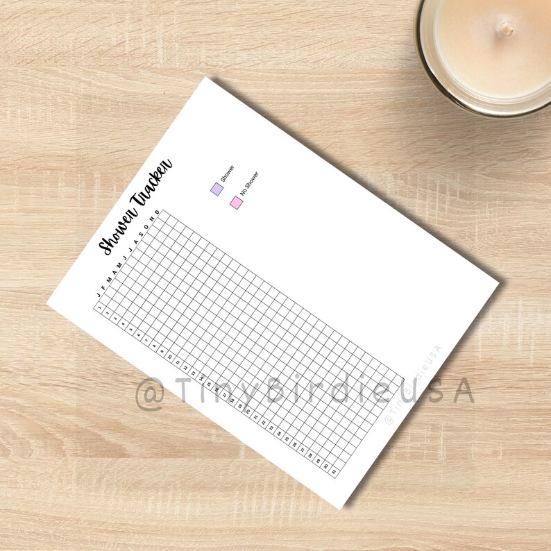 Shower Tracker Printable – Hygiene Journal, Hair Wash Tracker (digital ...