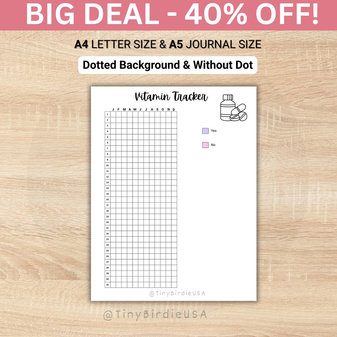 Vitamin Tracker - PRINTABLE Journal Page - Medication Tracker - Health ...