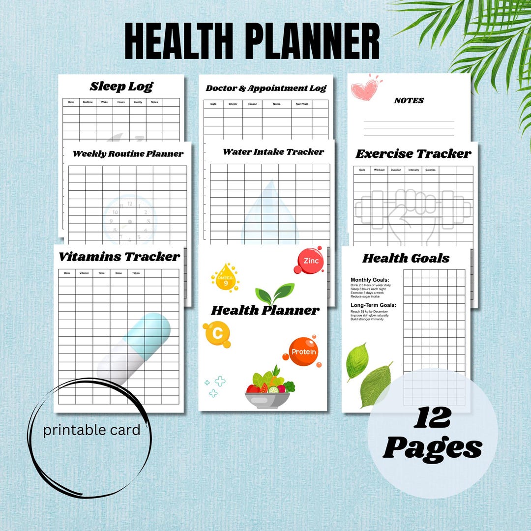 Printable Health Planner | Wellness Journal, Medical Log (A4/A5/US ...