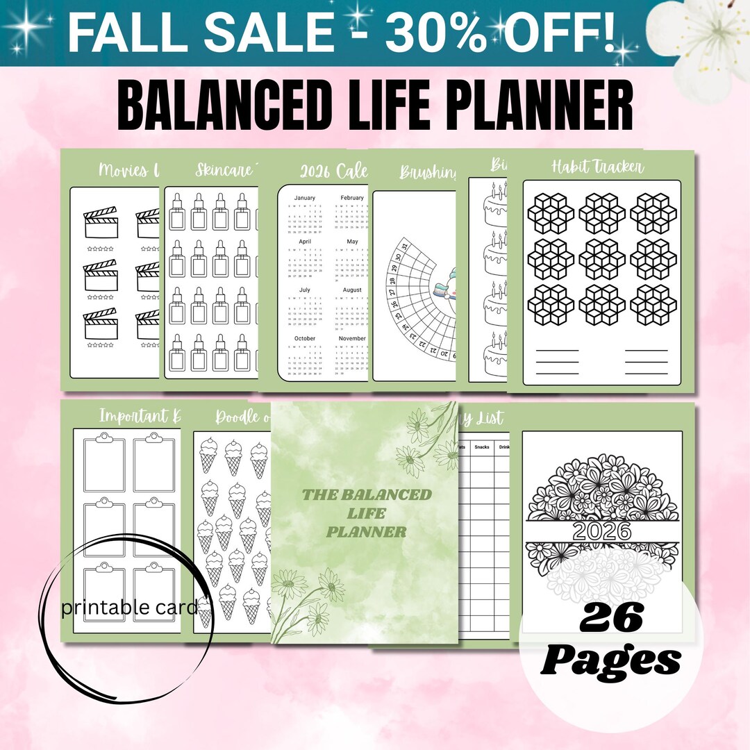 Balanced Life Planner | Printable Wellness, Fitness & Finance Tracker ...