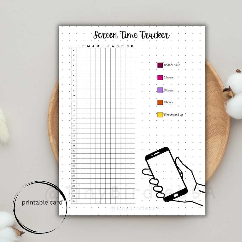 Screen Time Tracker Yearly - PRINTABLE Journal Page - Planner Page ...