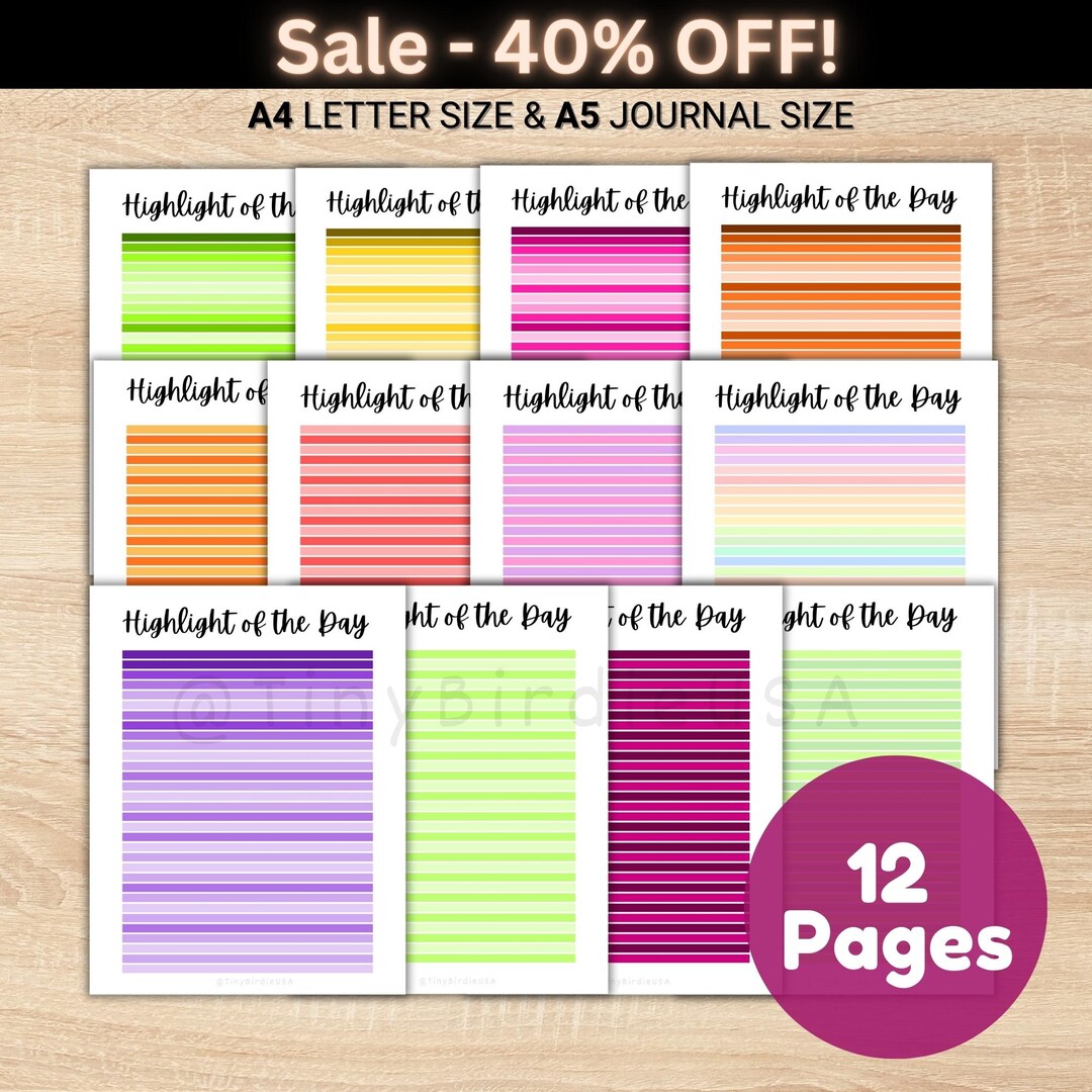 Highlight of the Day Bundle - PRINTABLE Journal Pages - Digital Planner ...