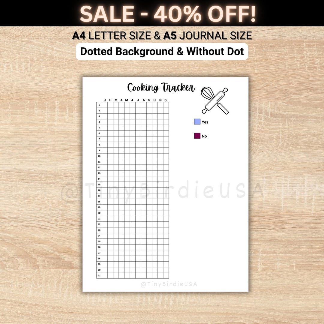 Cooking Tracker - PRINTABLE Journal Page - Planner Page - Tracking ...