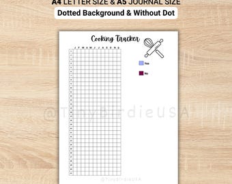 Cooking Tracker - PRINTABLE Journal Page - Planner Page - Tracking ...