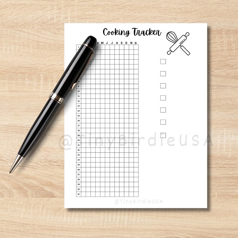 Cooking Tracker - PRINTABLE Journal Page - Planner Page - Tracking ...