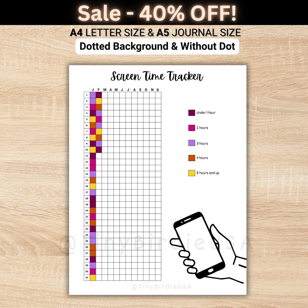 Screen Time Tracker Yearly - PRINTABLE Journal Page - Planner Page ...