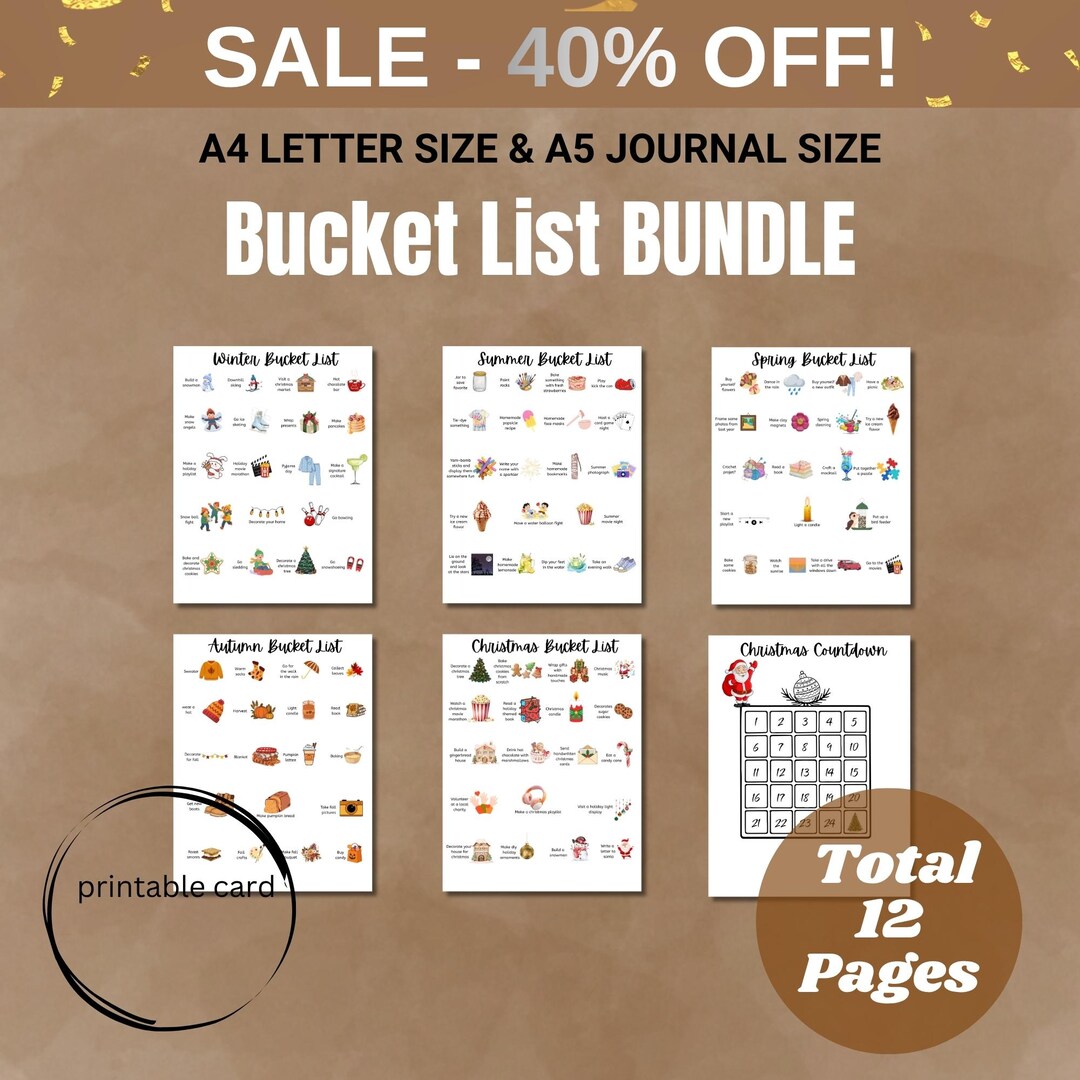 Seasonal Bucket List Printable Bundle – Holiday Planner (PDF) - Etsy ...