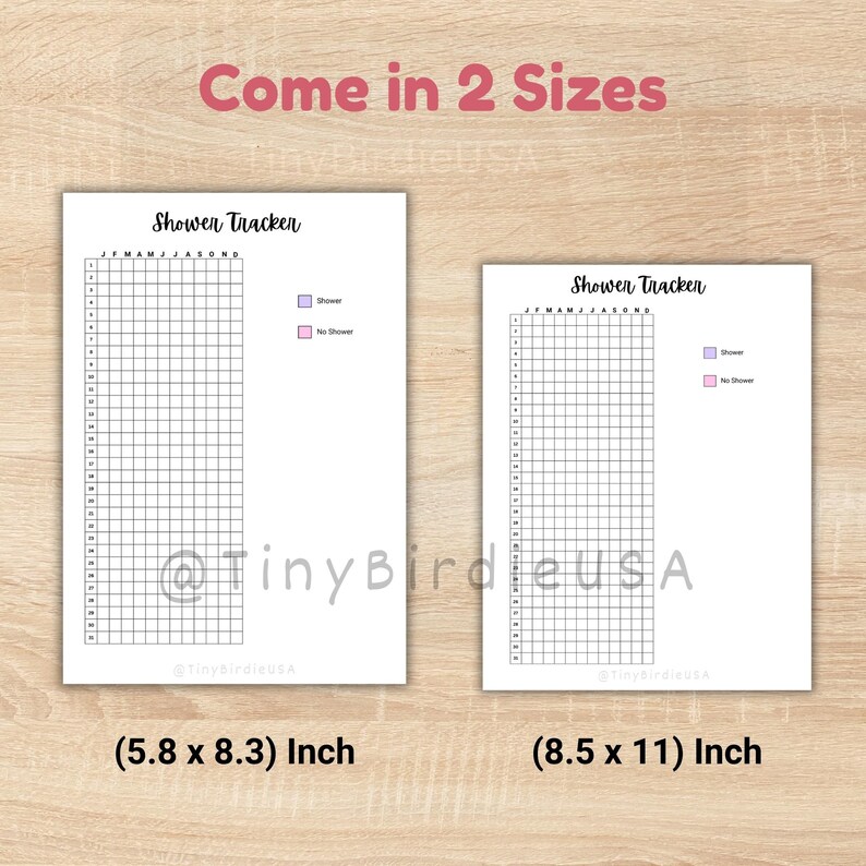 Shower Tracker Printable – Hygiene Journal, Hair Wash Tracker (digital ...