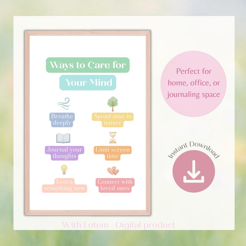 Mental Health Poster: Self Care Affirmations, Therapy Office Decor ...