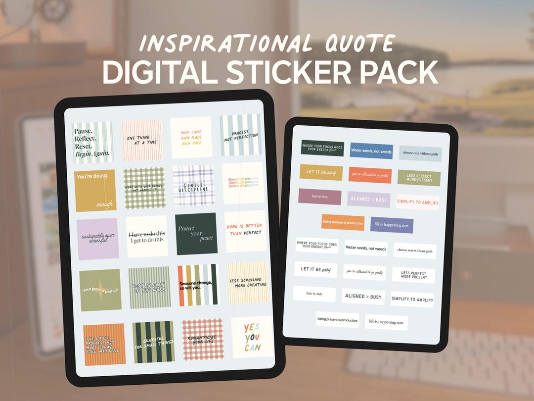 Digital Quote Sticker Pack – 42 Aesthetic Productivity Stickers for ...