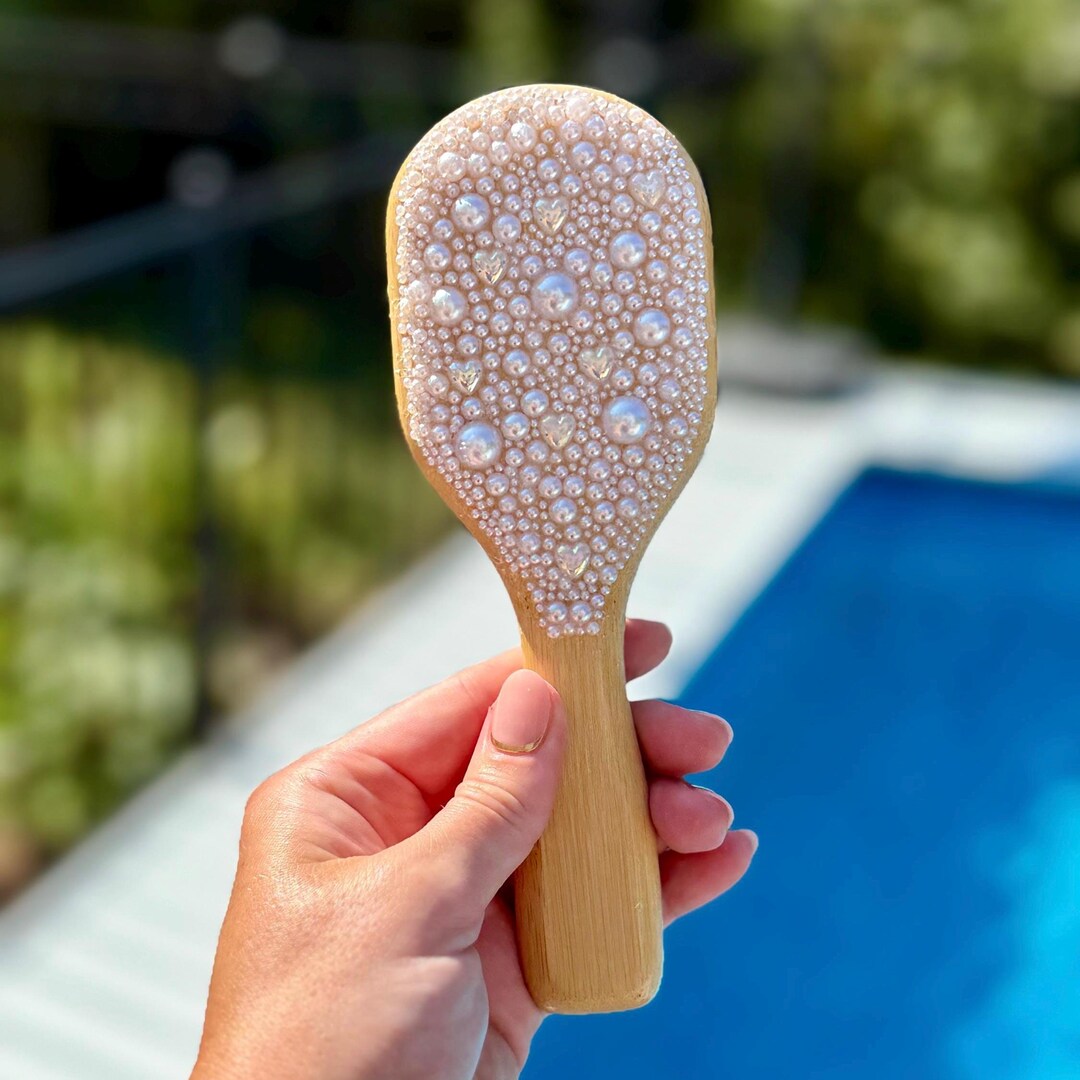 Small Blinged Bamboo Hair Brush - Etsy